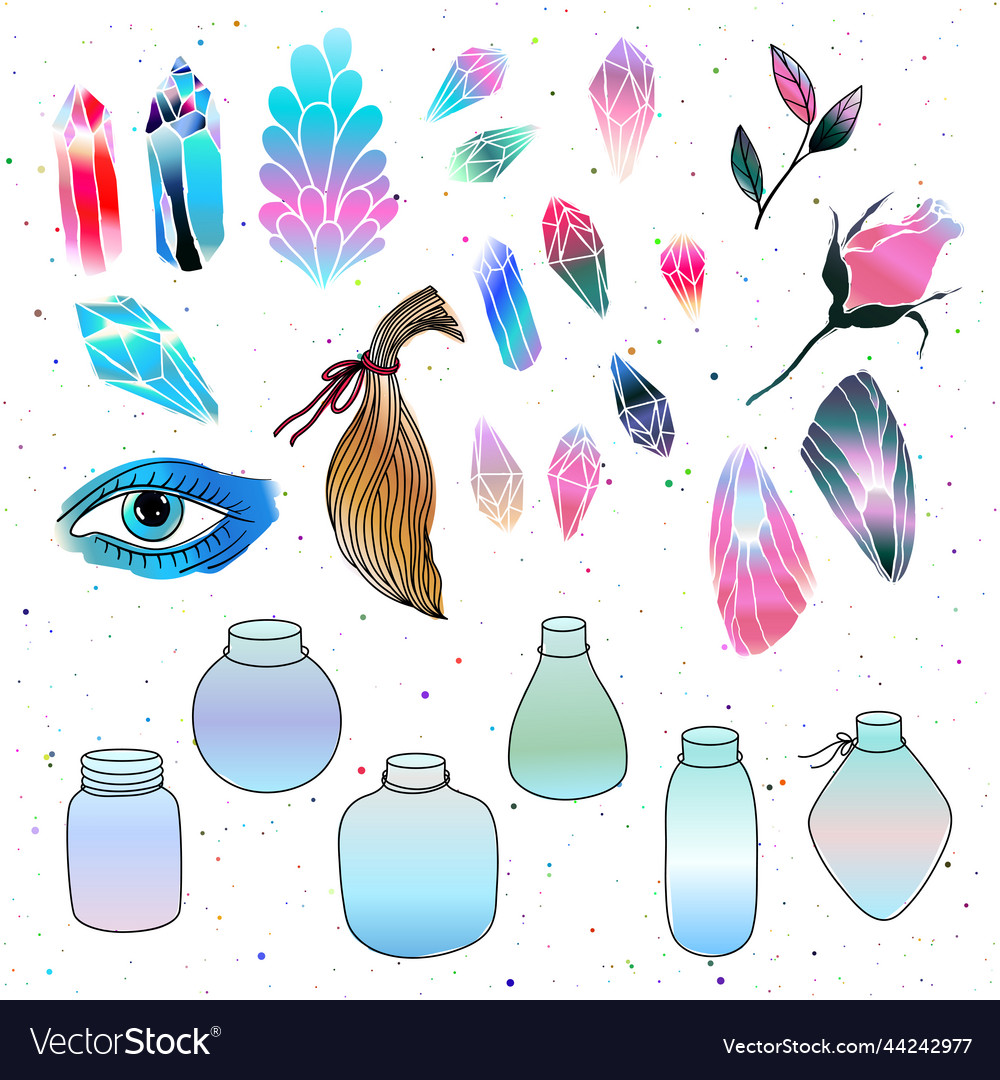 Magic elements set isolated Royalty Free Vector Image