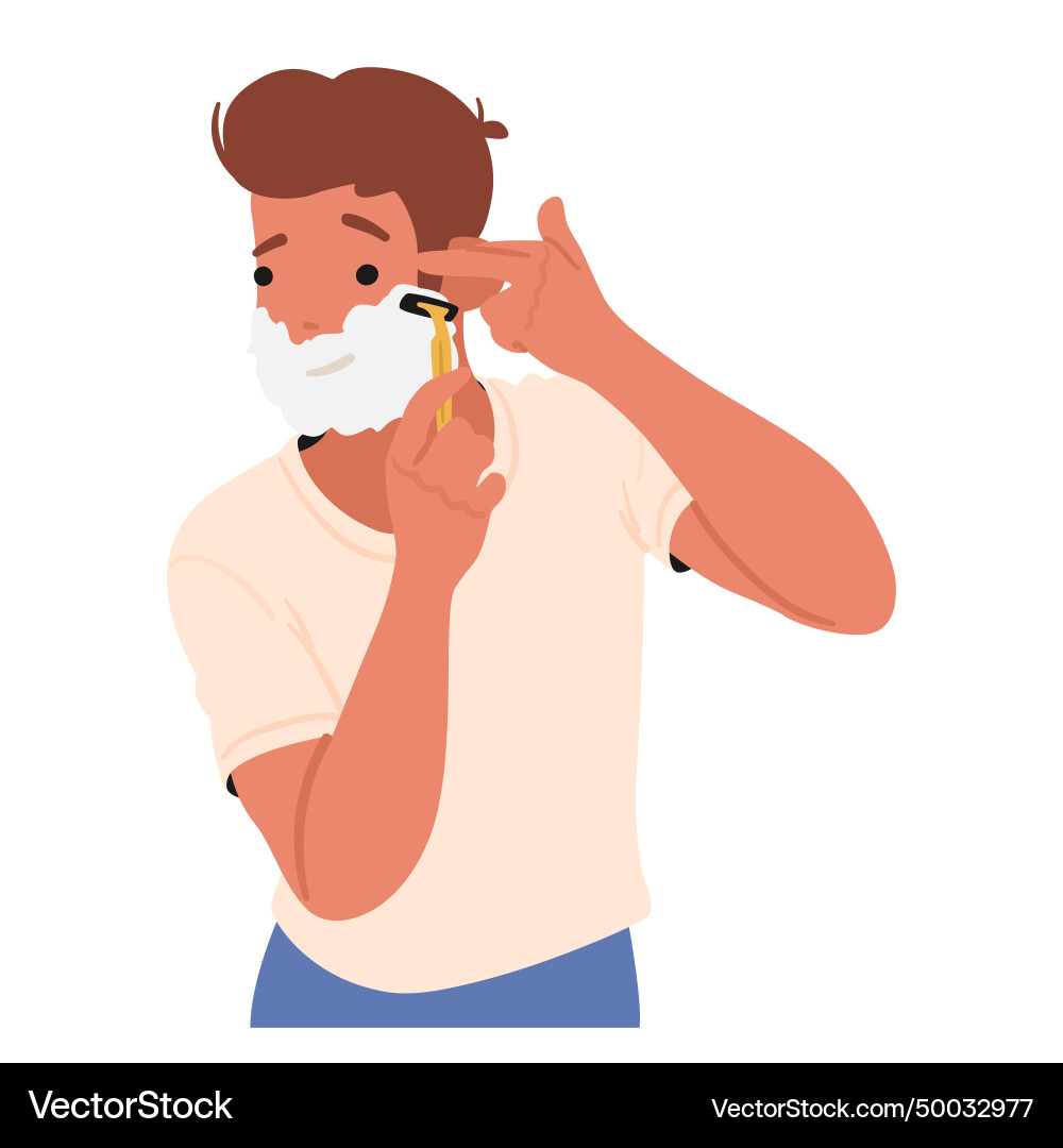 Man shaving daily self-care ritual epitomizes Vector Image