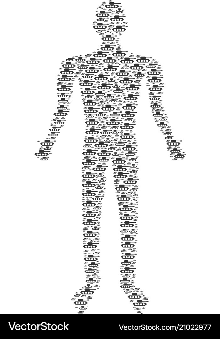 Military tank person figure Royalty Free Vector Image