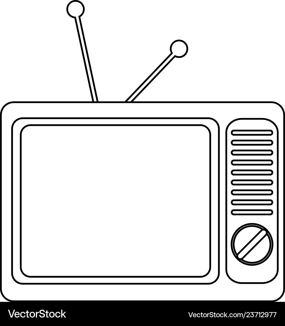 Old vintage television black and white Royalty Free Vector