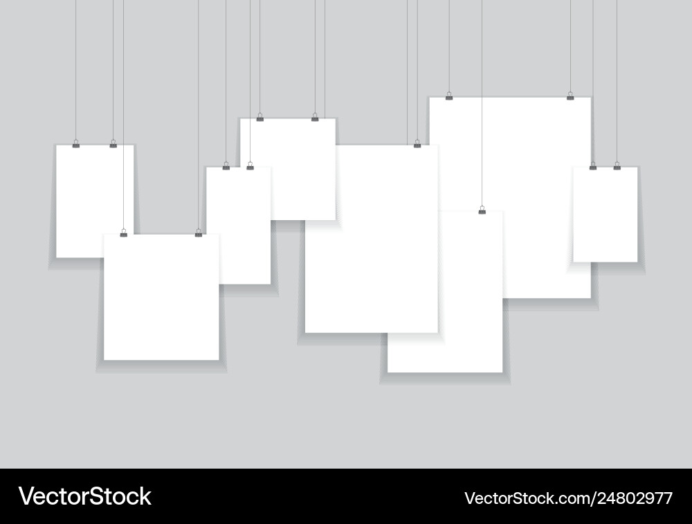 Paper hanging from string black and white Vector Image