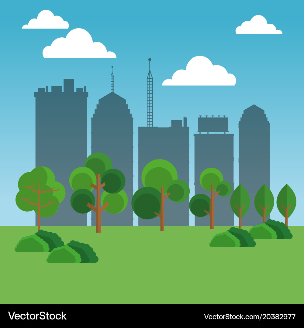 Park and cityscape cartoon Royalty Free Vector Image