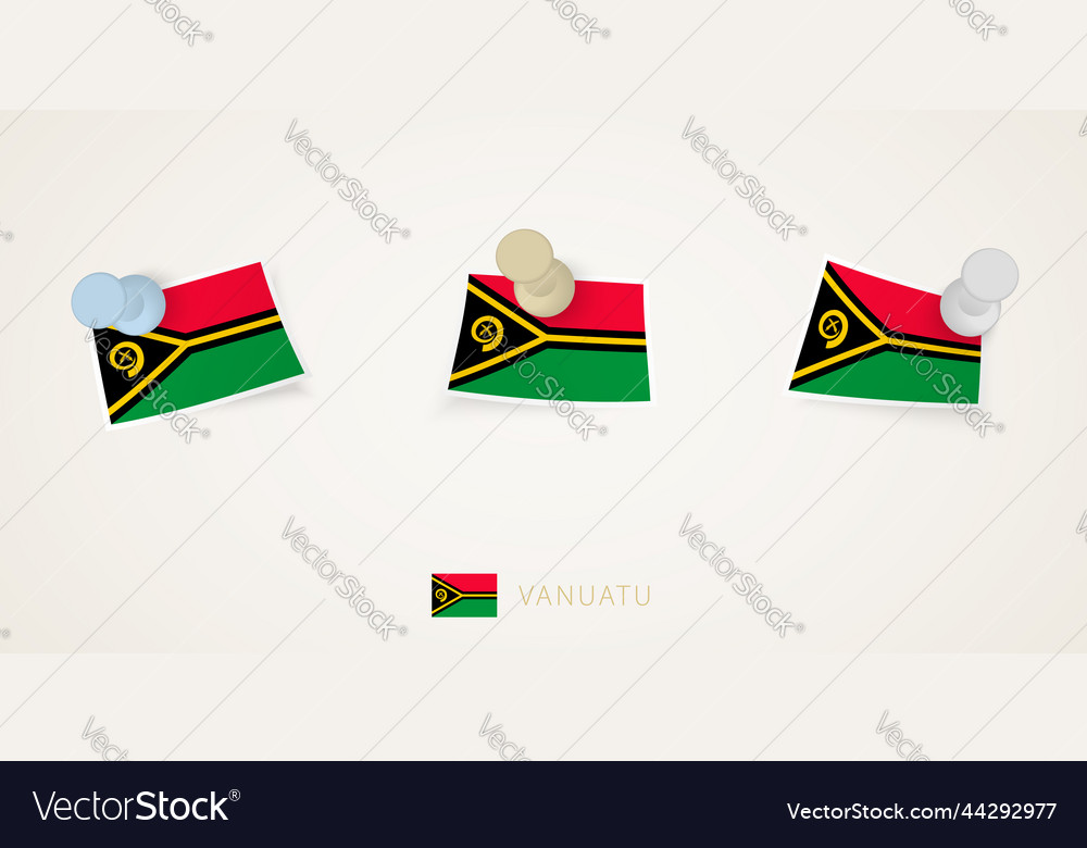 Pinned flag of vanuatu in different shapes Vector Image