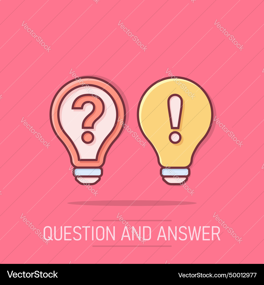 Problem solution icon in comic style light bulb Vector Image