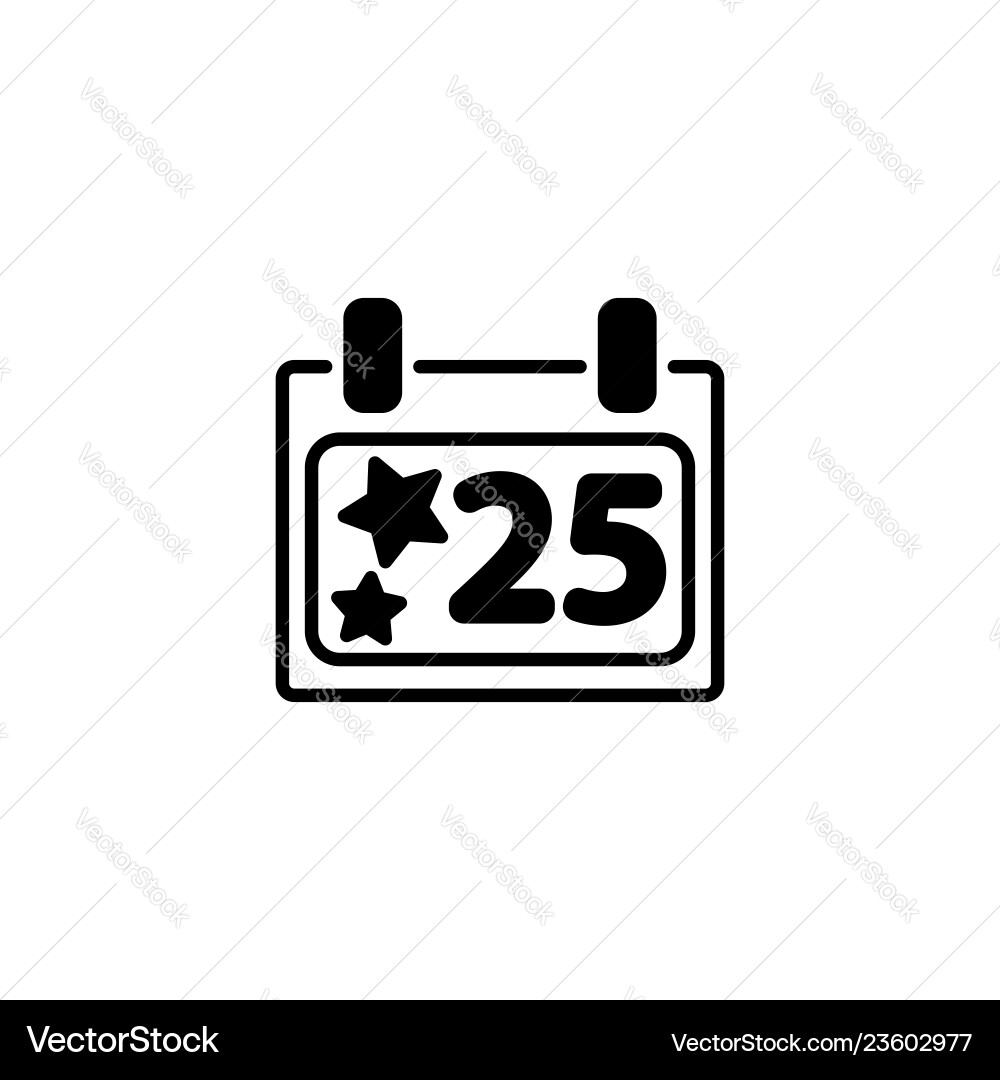 Web line icon calendar christmas december 25th Vector Image