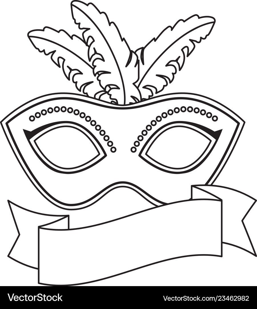 Carnival mask with feathers and tape Royalty Free Vector