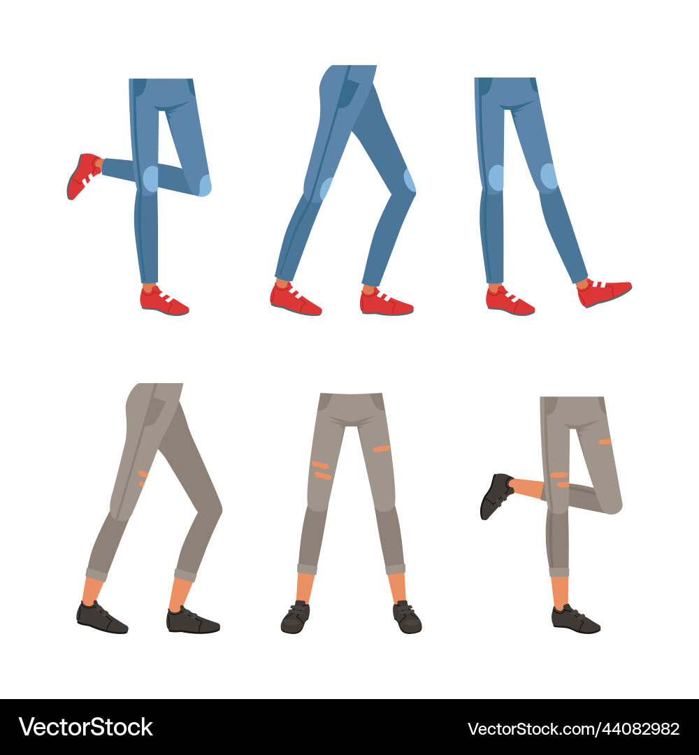 Legs in jeans and shoes posing back front Vector Image