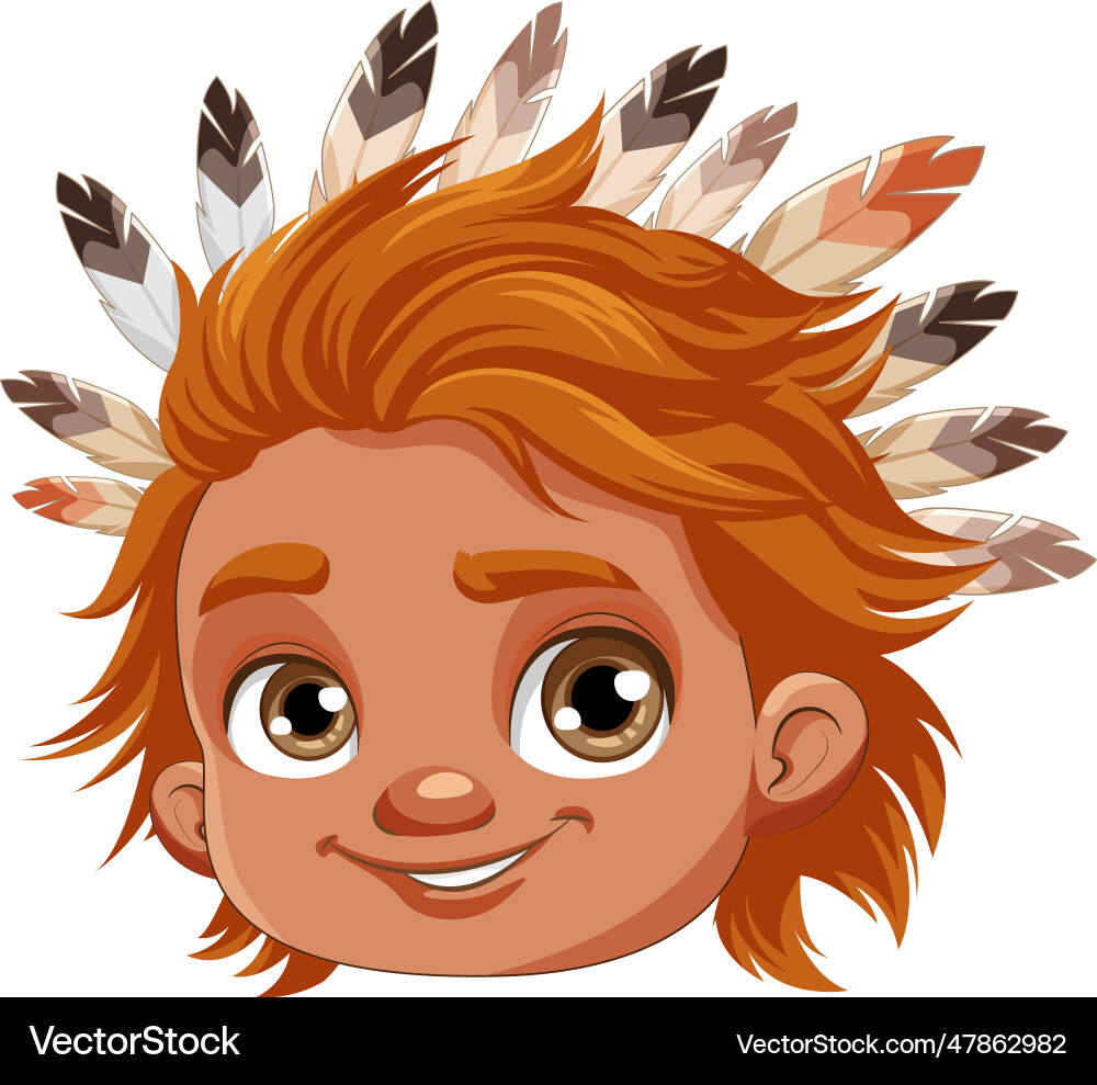 Male native american cartoon head Royalty Free Vector Image