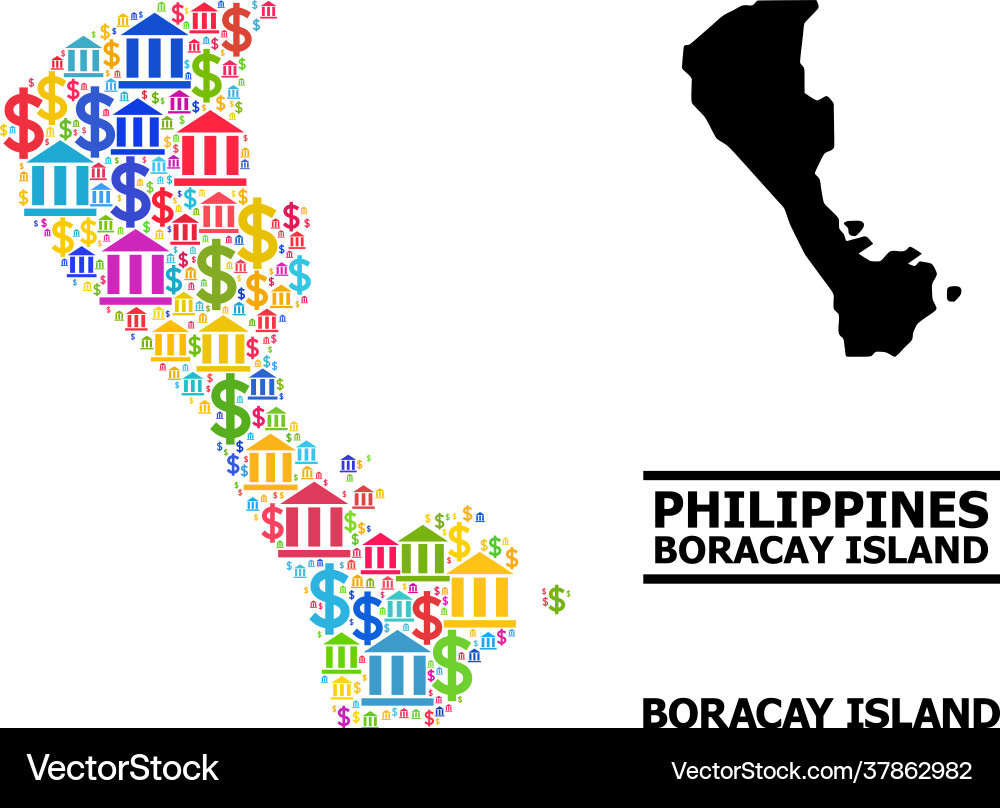 Mosaic map boracay island bank Royalty Free Vector Image