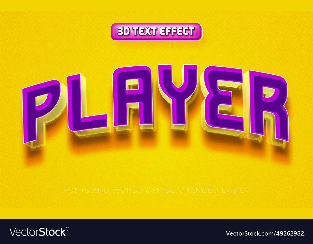 Player 3d editable blue text effect style Vector Image