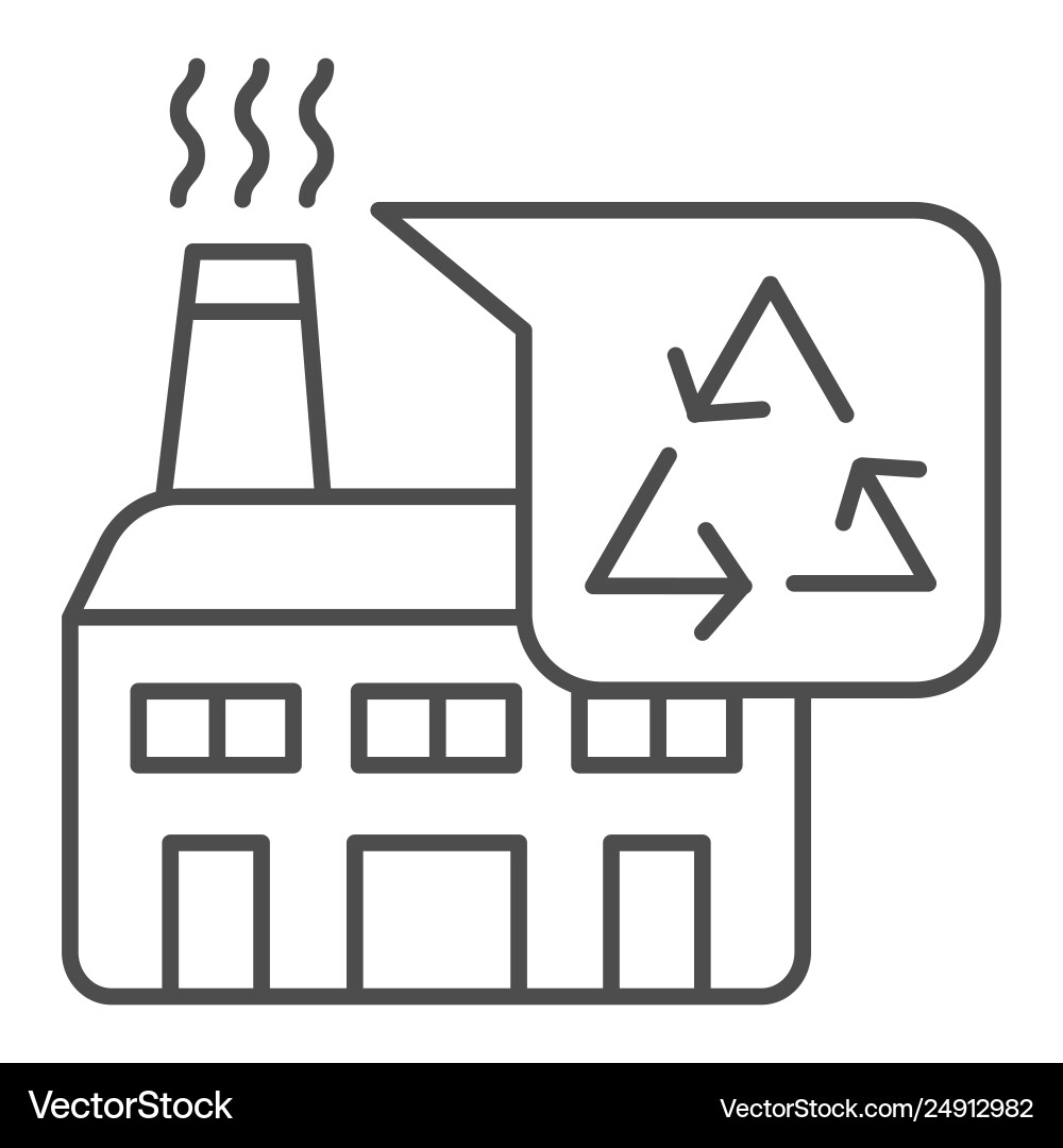Recycle factory thin line icon plant Royalty Free Vector