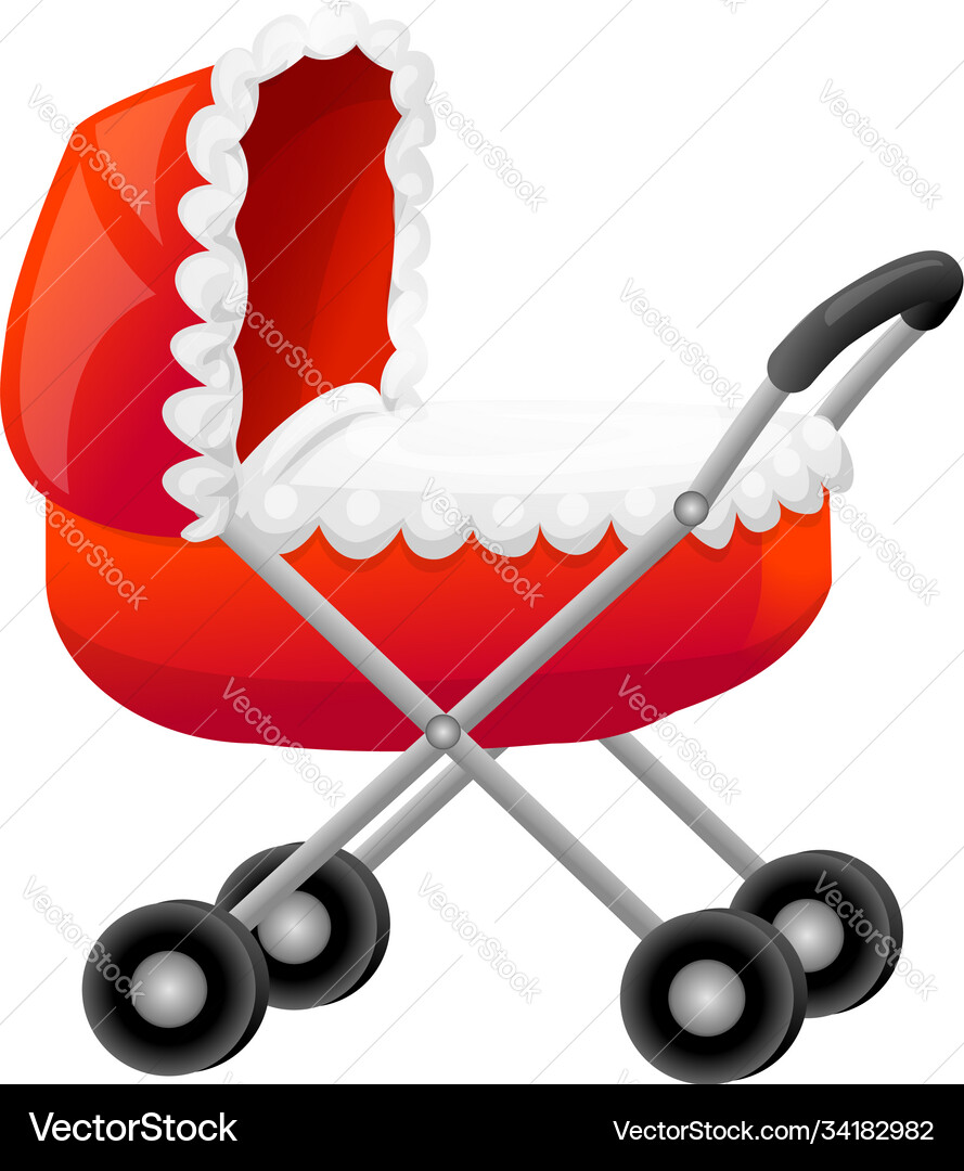 Red waterproof pram icon cartoon style Royalty Free Vector