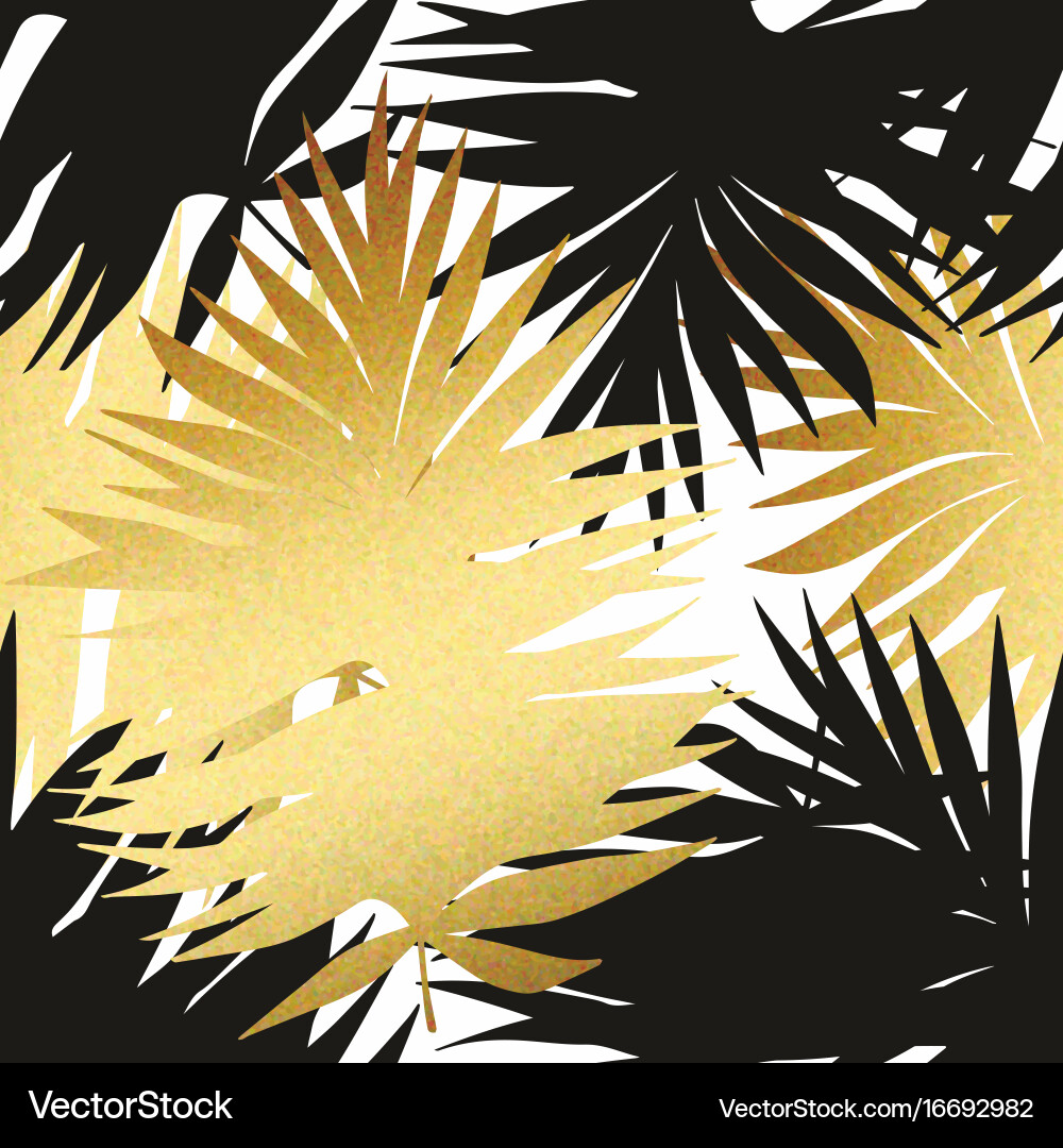 Seamless pattern with tropical and golden leaves Vector Image