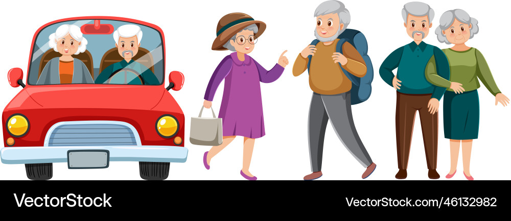 Set of old people characters Royalty Free Vector Image