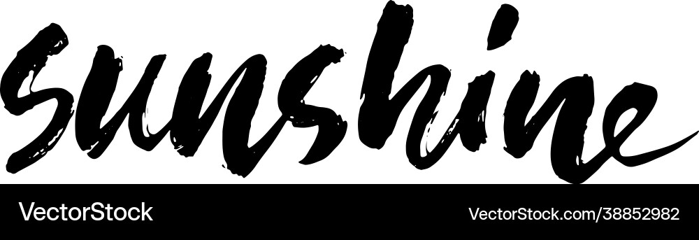 Sunshine modern dry brush lettering Royalty Free Vector