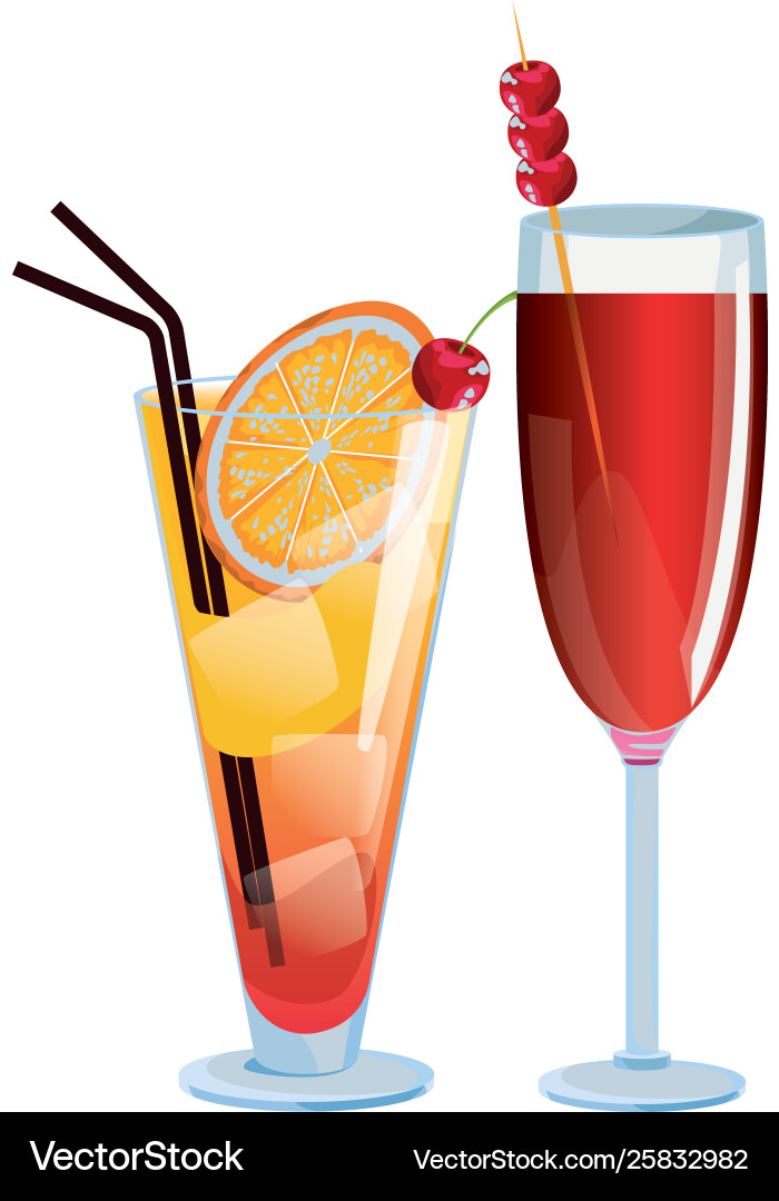 Tropical fruit cocktail icon cartoon Royalty Free Vector