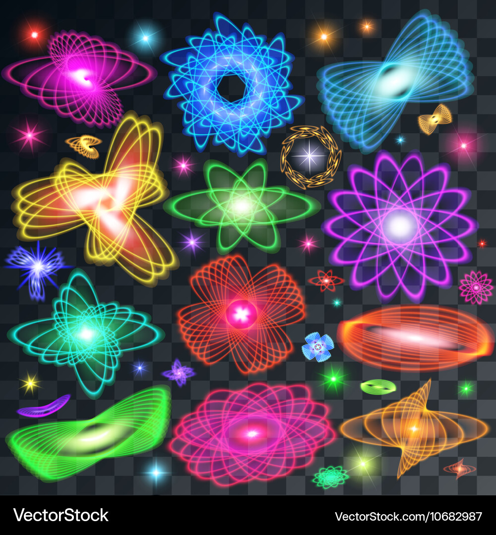 A set of neon shining brilliant design elements Vector Image