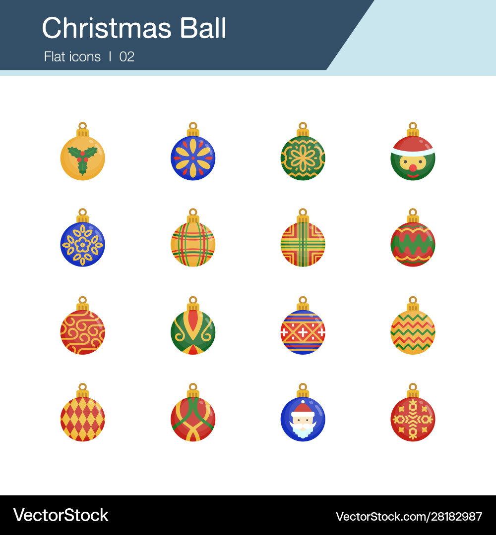 Christmas ball icons flat design for presentation Vector Image