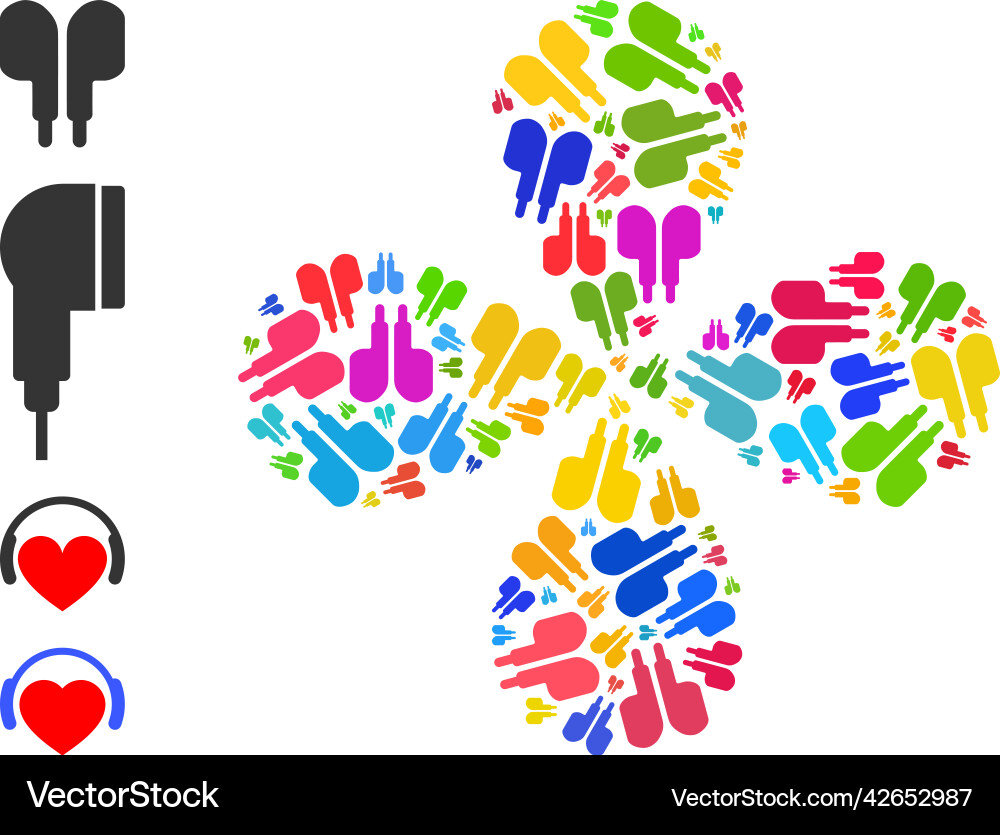 Compact earphones icon multicolored twirl motion Vector Image