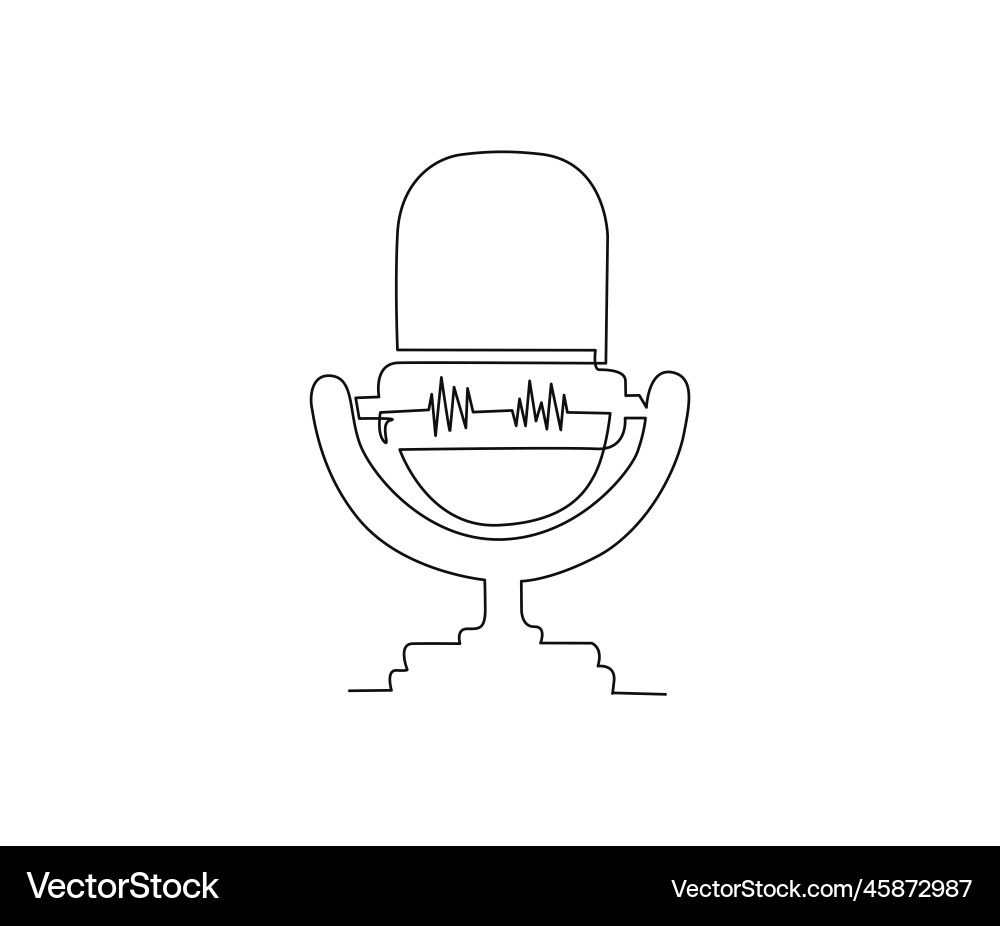 Continuous line drawing of vintage microphone Vector Image