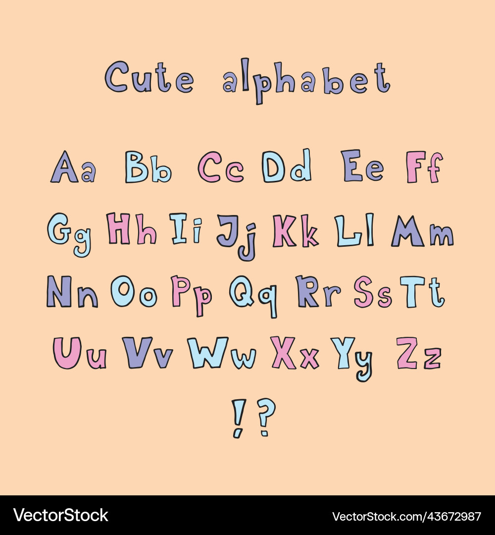 Doodle hand drawn style outline colorful letters Vector Image