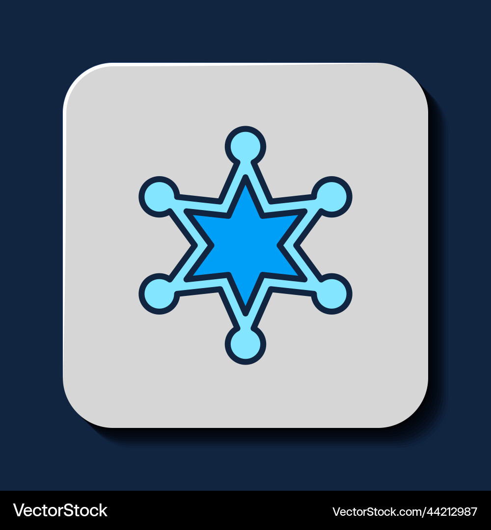 Filled outline hexagram sheriff icon isolated Vector Image
