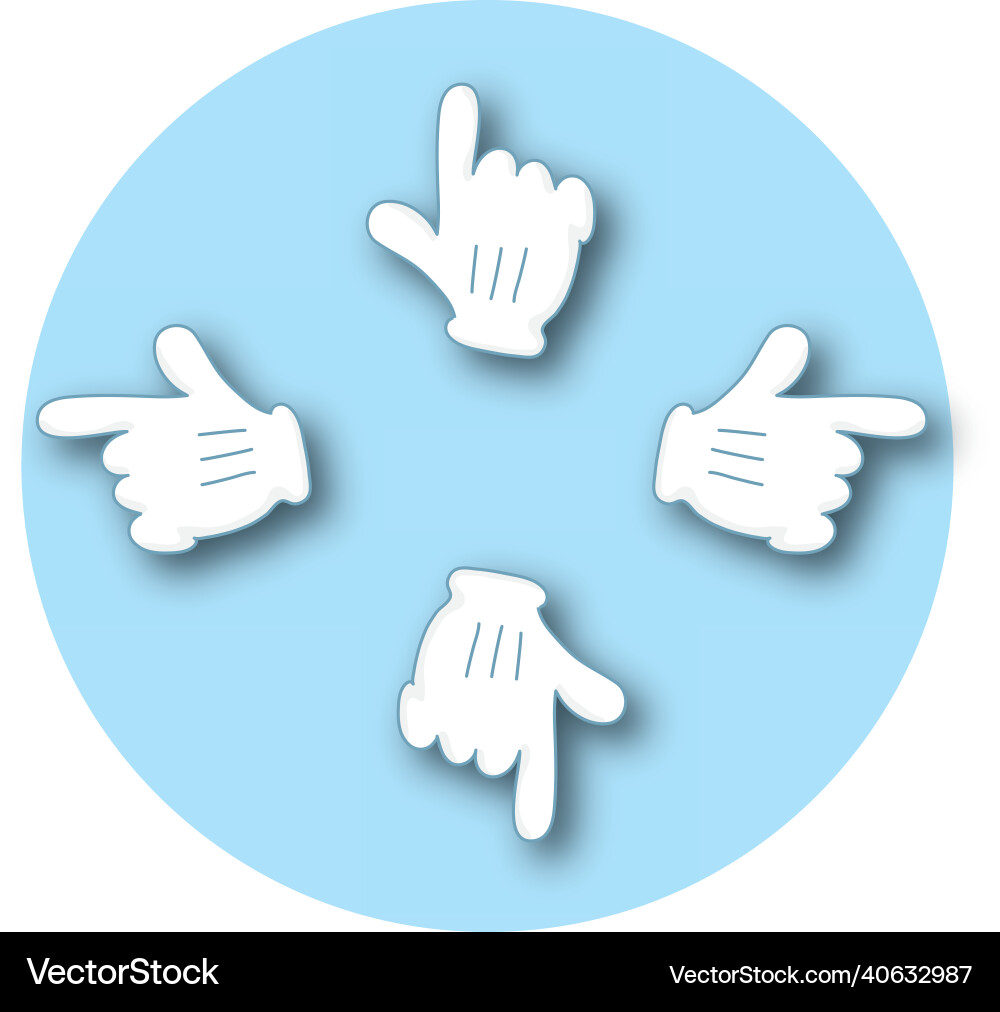 Hand in the white glove points in the direction Vector Image