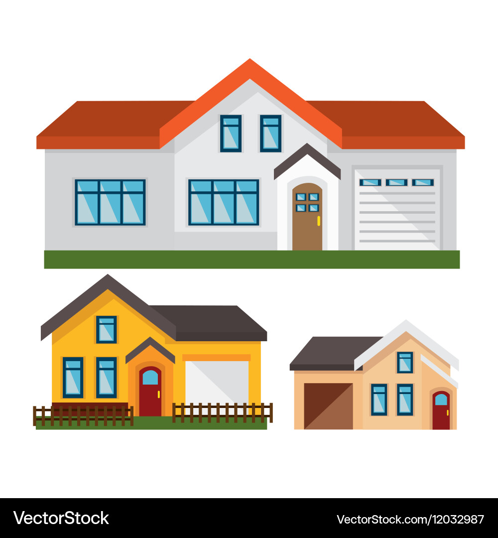 House exterior set icons Royalty Free Vector Image