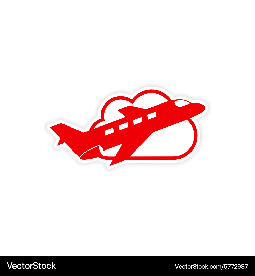 Icon sticker realistic design on paper airplane Vector Image