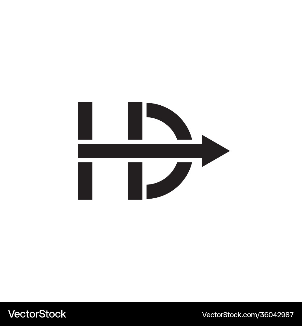 Letter hd geometric line arrow logo Royalty Free Vector
