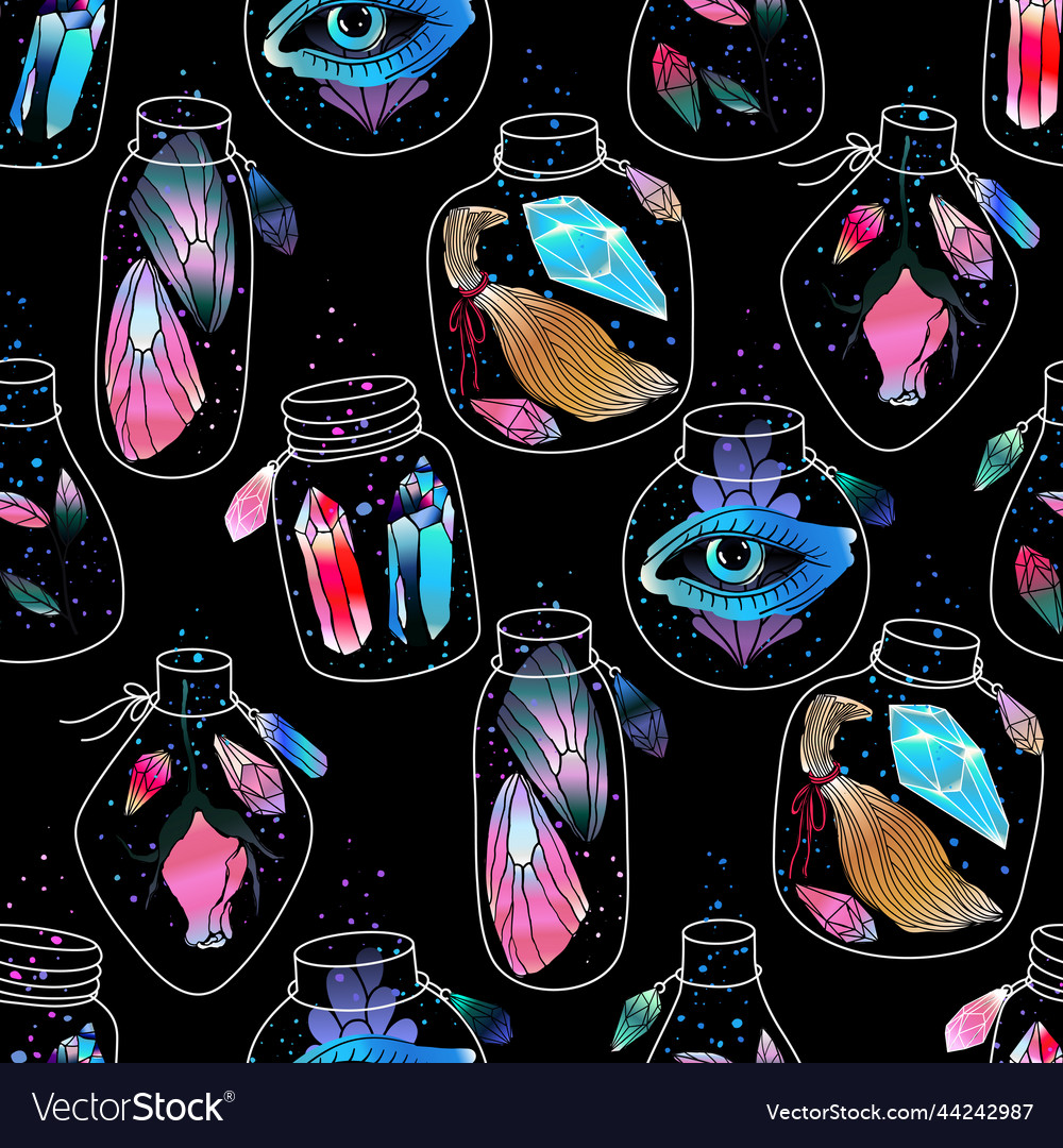 Magic jars seamless pattern Royalty Free Vector Image