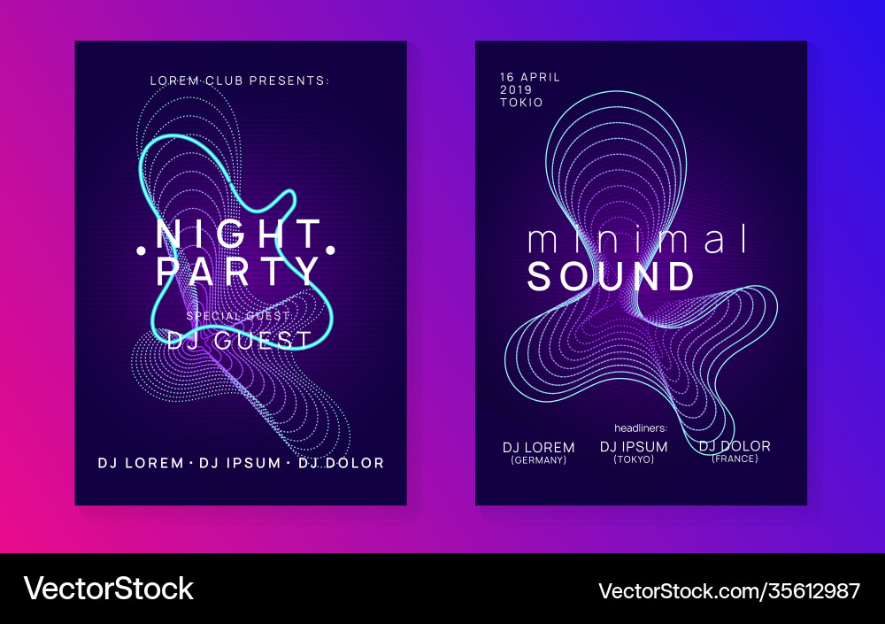 Neon electronic fest flyer electro dance music Vector Image