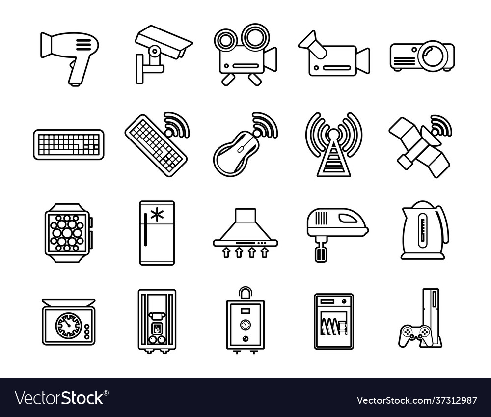 Set line icons in flat design technology Vector Image