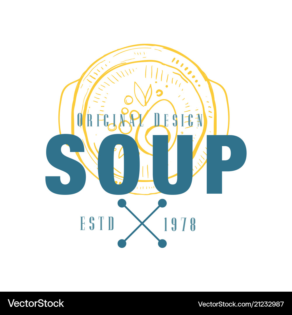 Soup logo original design estd 1978 retro emblem Vector Image