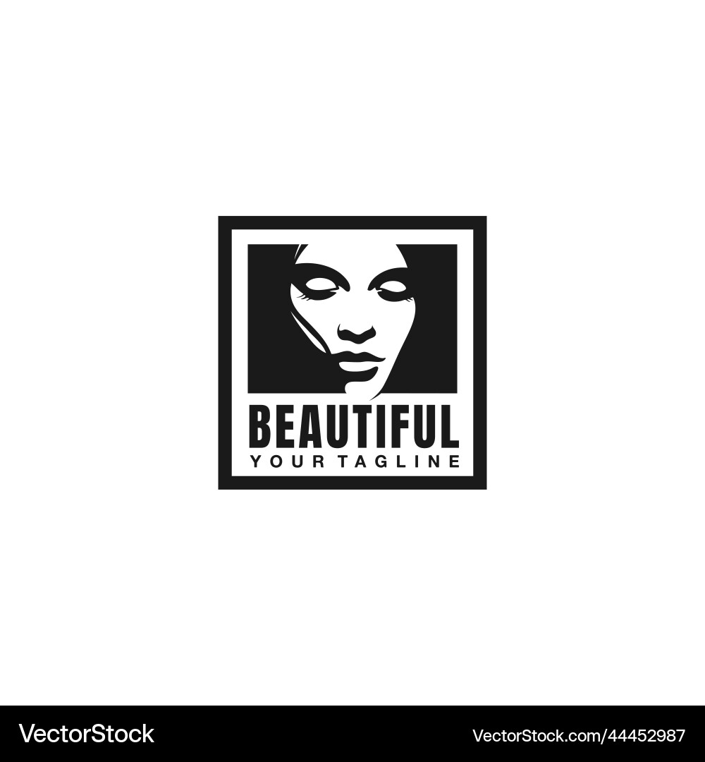 Square silhouette beautiful women Royalty Free Vector Image