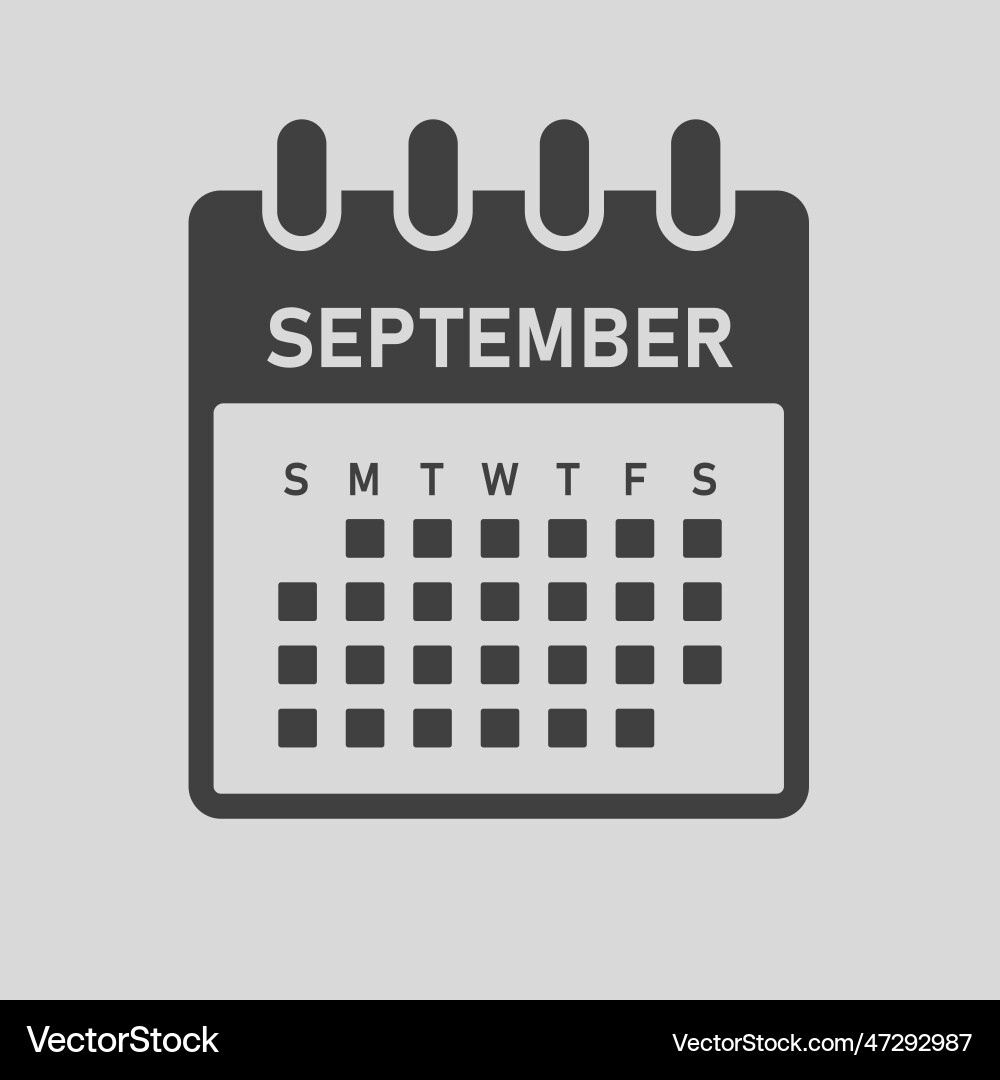 Template icon page calendar month september Vector Image