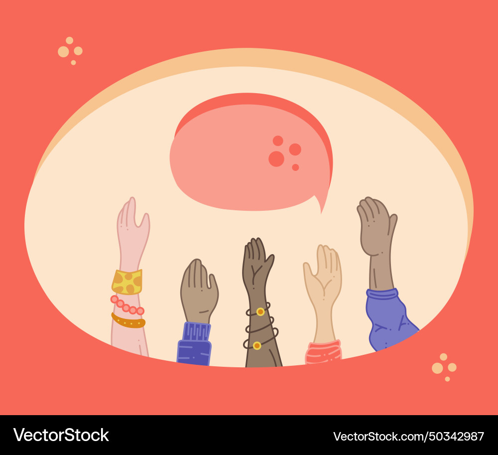 Vertical card with hands of people different Vector Image