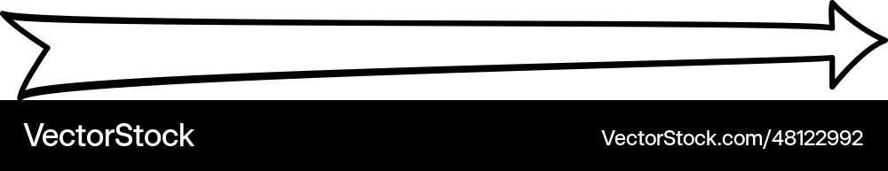 Black straight long arrow in hand drawn style Vector Image