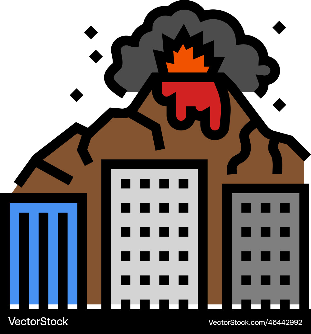 Catastrophe erupting volcano color icon Royalty Free Vector