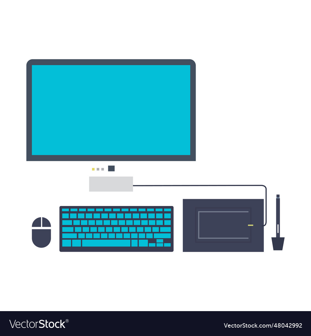 Computer set flat icon Royalty Free Vector Image