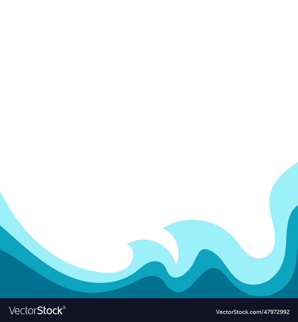 Corner frame water design elements isolate waves Vector Image