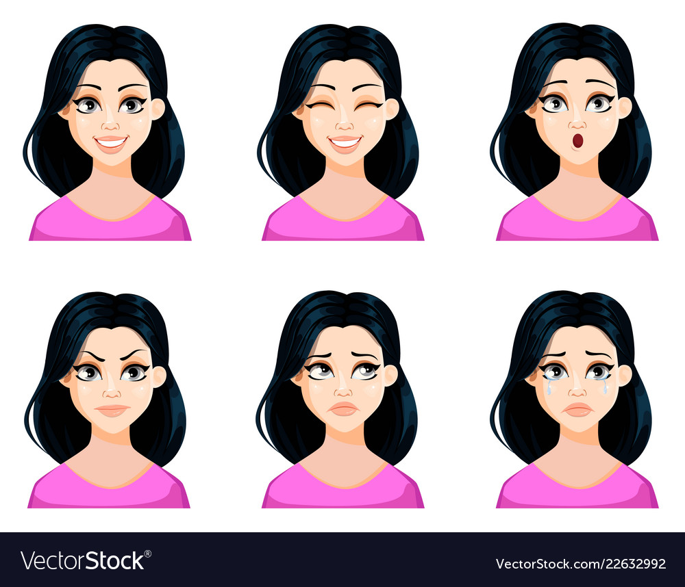 Face Expressions Beautiful Woman Royalty Free Vector Image