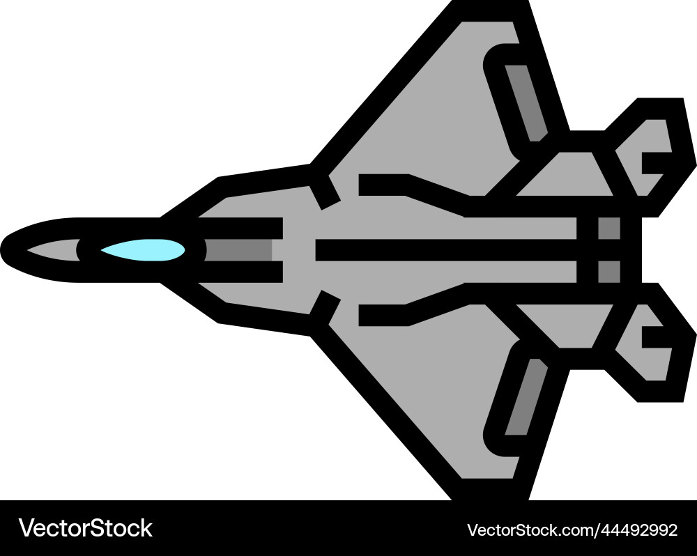 Fighter jet airplane aircraft color icon Vector Image