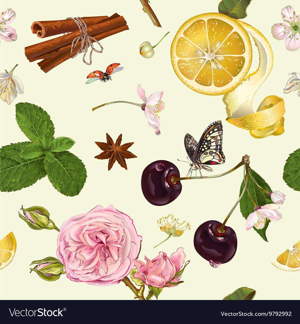 Fruit tea seamless pattern Royalty Free Vector Image