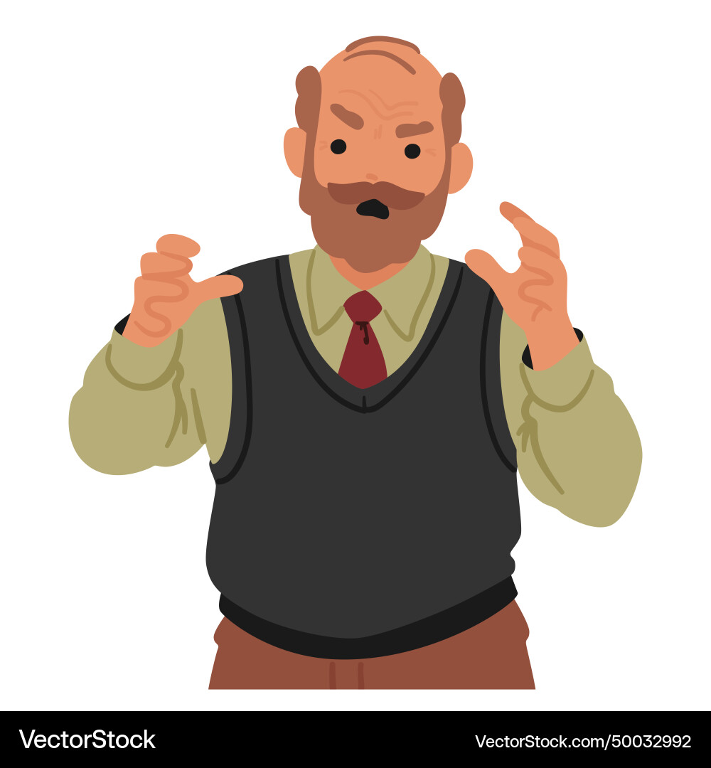 Furrowed brows and stern gaze define the angry Vector Image