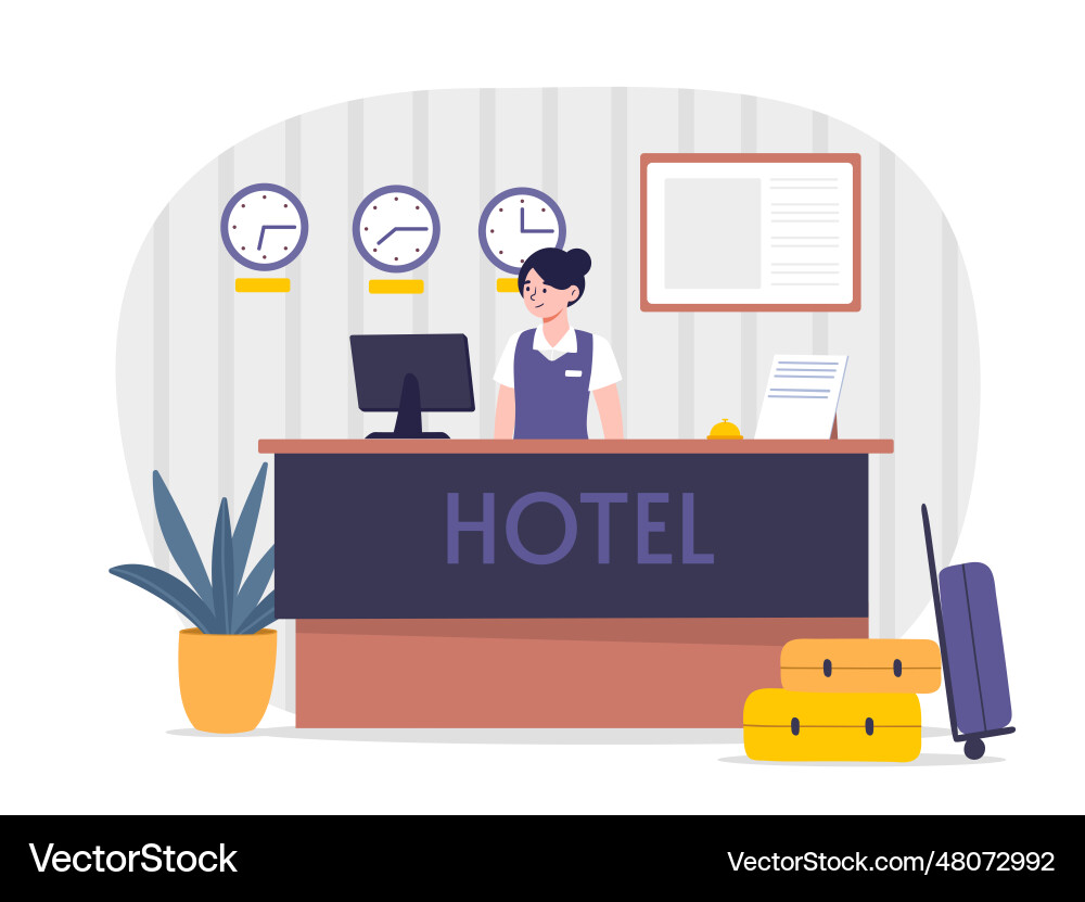 Hotel woman receptionist concept Royalty Free Vector Image