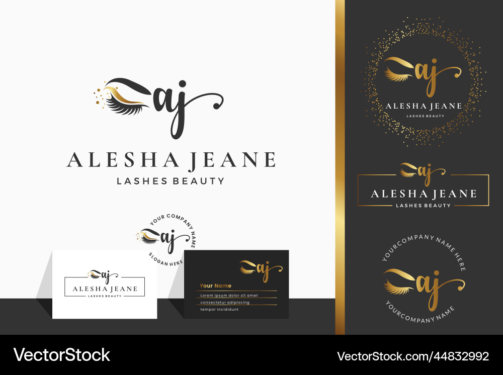 Initial letter a aj lash eyebrow lashes eyelash Vector Image