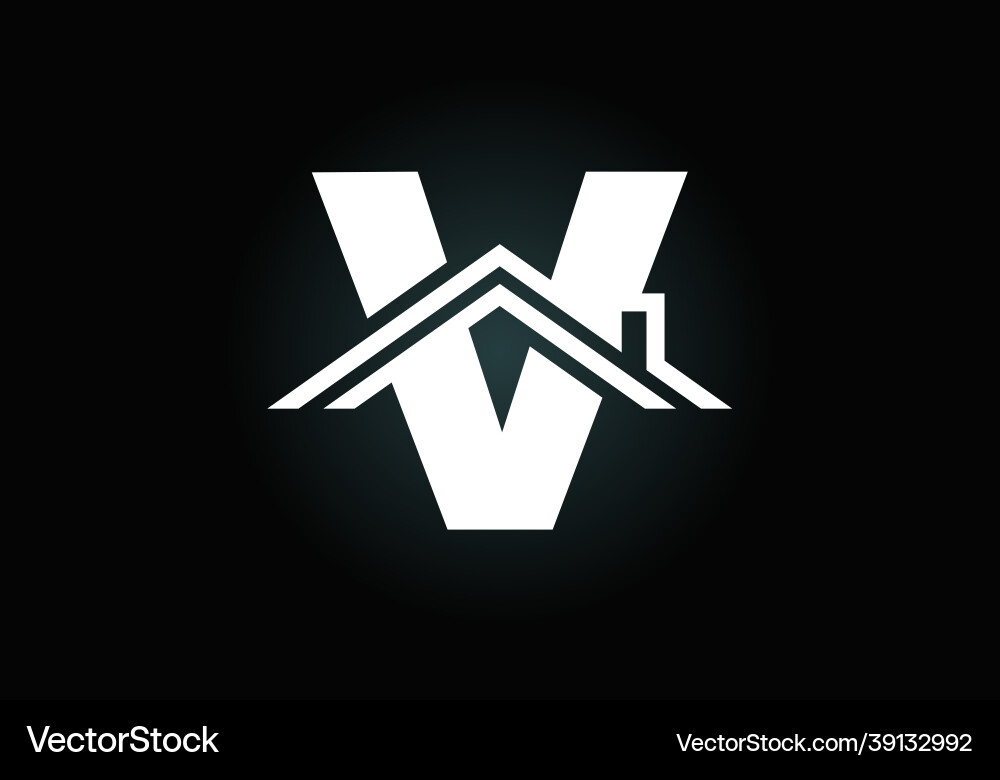 Initial v monogram alphabet with the roof home Vector Image