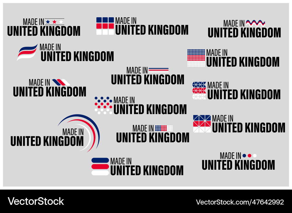 Made in england graphic and label set Royalty Free Vector