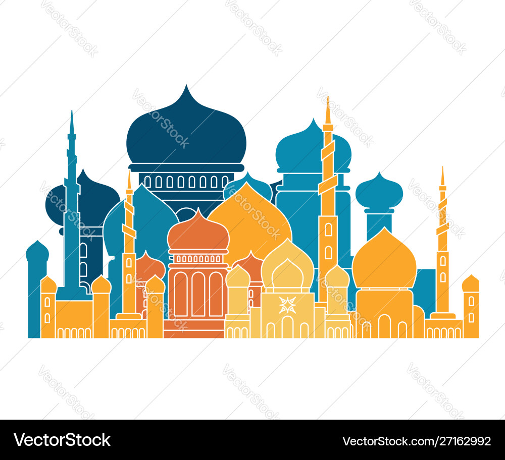 Mosque islamic religious building for muslim Vector Image